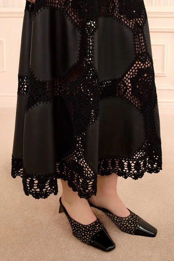 Ulla Johnson Ilana Sleeveless Crochet & Leather Dress