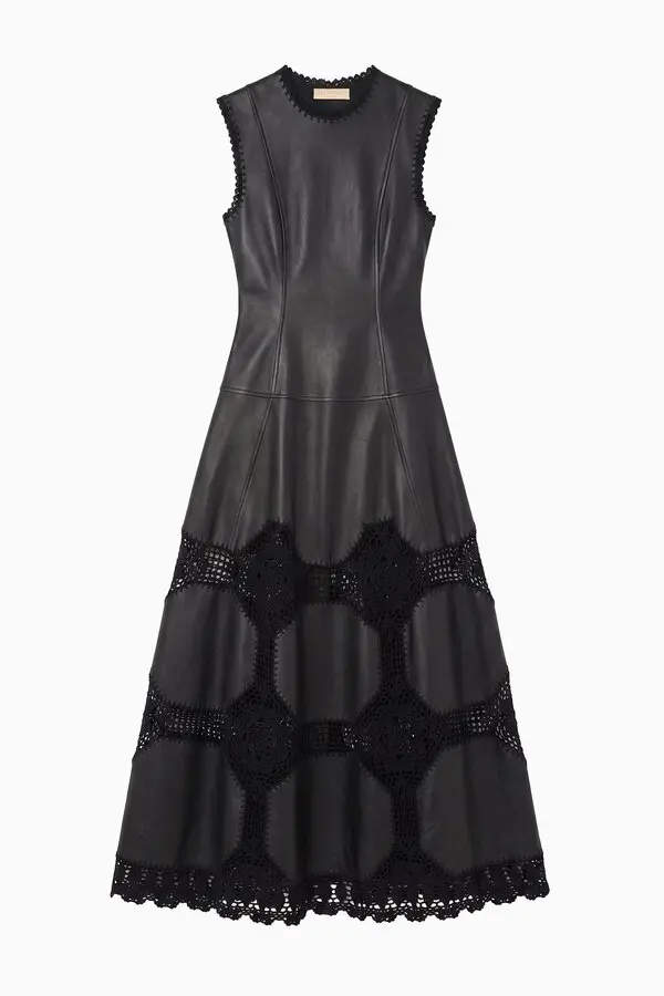 Ulla Johnson Ilana Sleeveless Crochet & Leather Dress