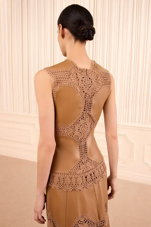Ulla Johnson Livia Sleeveless Crochet & Leather Top