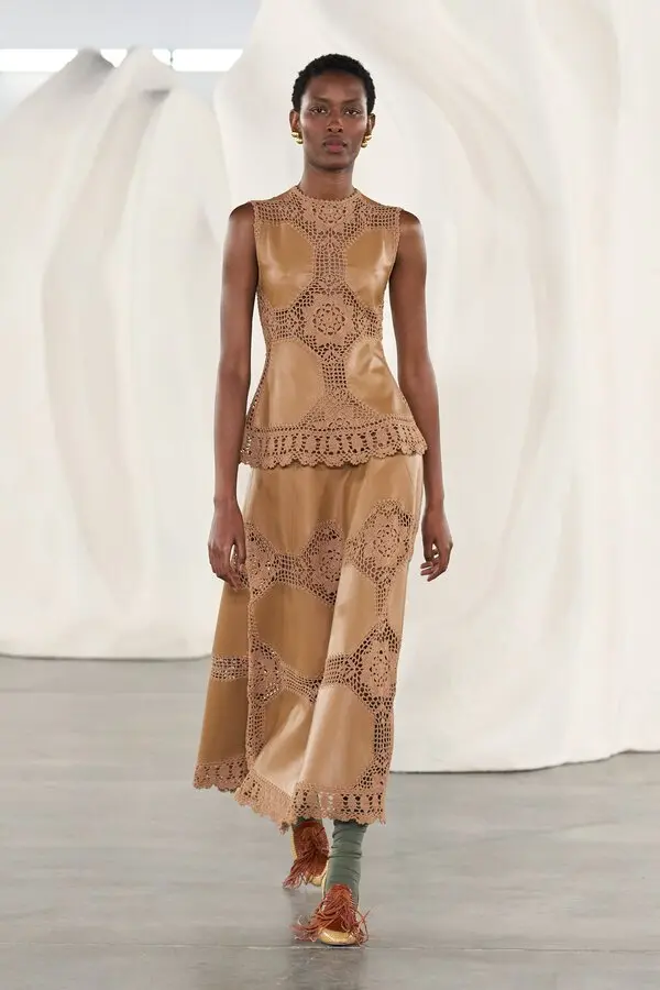 Ulla Johnson Livia Sleeveless Crochet & Leather Top