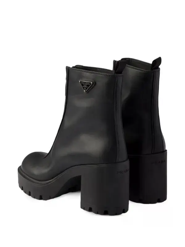 Prada Leather Ankle Boots With Zipper