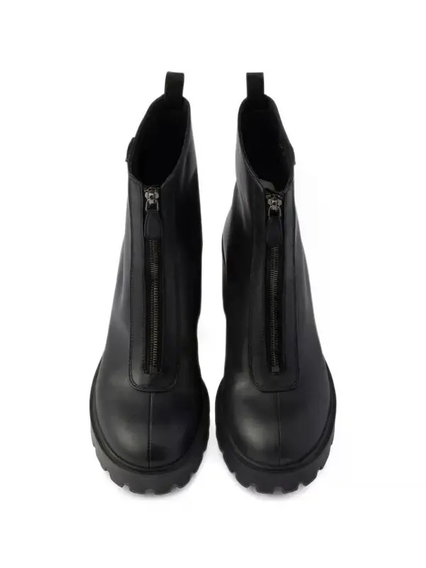 Prada Leather Ankle Boots With Zipper