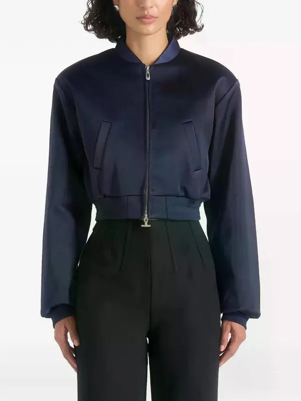 Manière De Voir Maniere De Voir Monique Satin Bomber Jacket - Blue