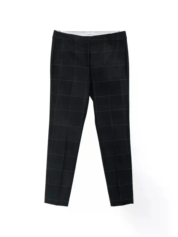 Marella Check-pattern Slim-fit Trousers - Black
