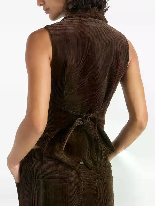 Manière De Voir Nancy Corduroy Cinched-collar Waistcoat - Brown