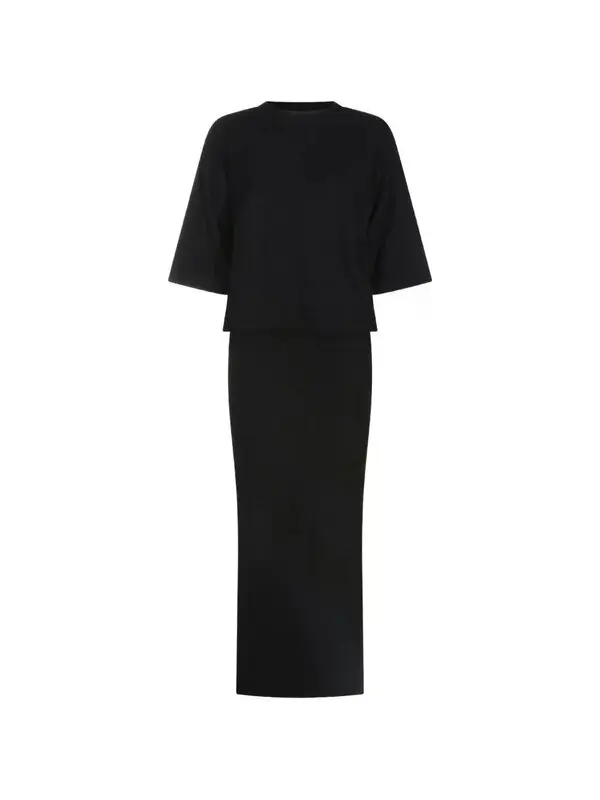 THOM KROM Layered-effect Short-sleeve Maxi Dress
