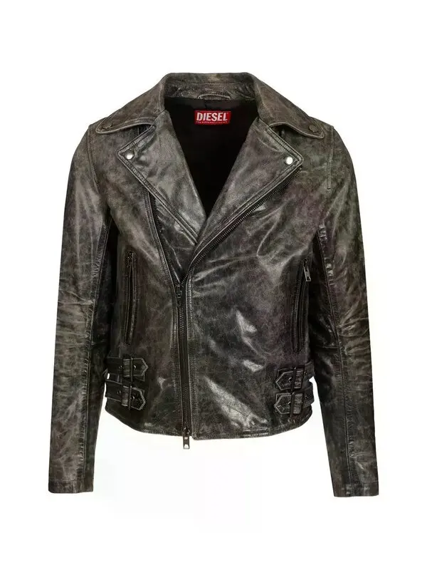 DIESEL® Biker Jacket In Treated Leather - Black