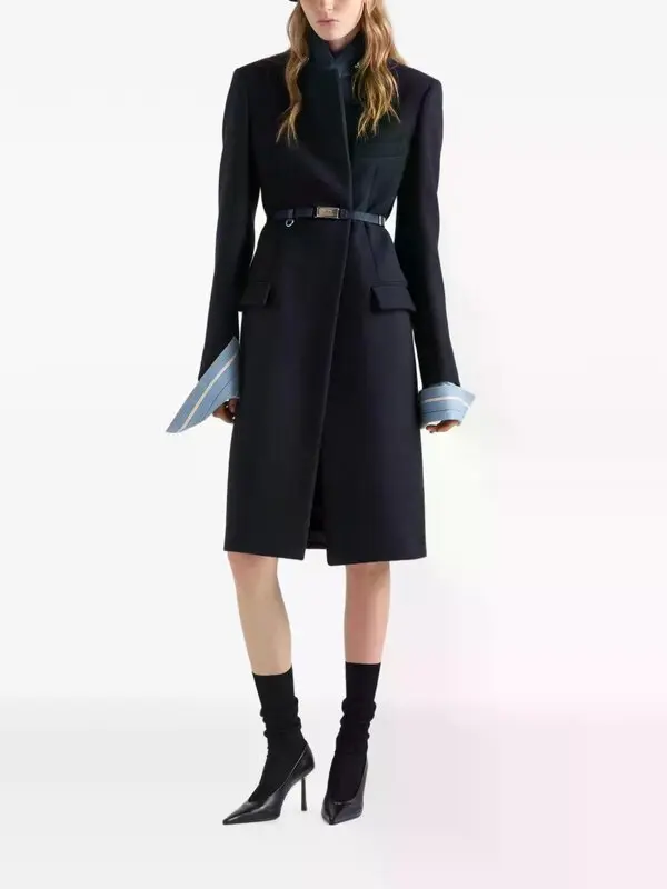 Prada Single-breasted Embroidered Double Wool Coat