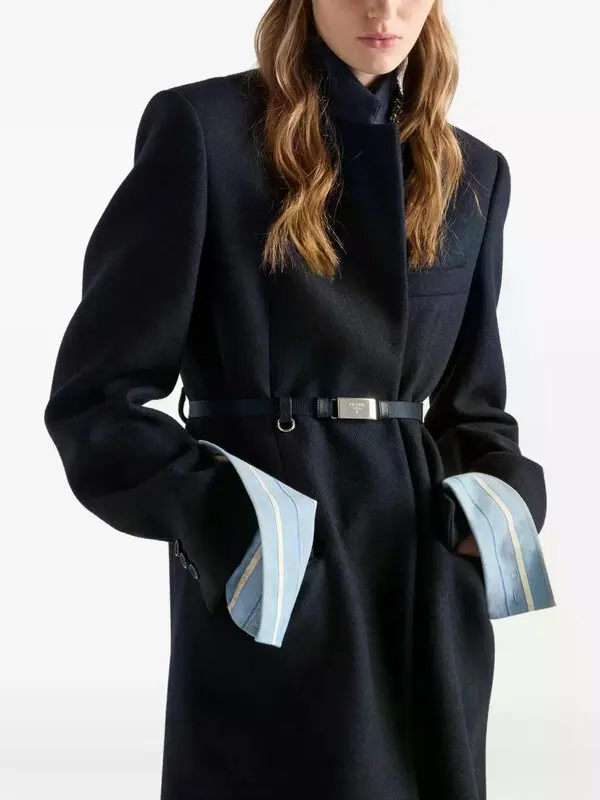 Prada Single-breasted Embroidered Double Wool Coat