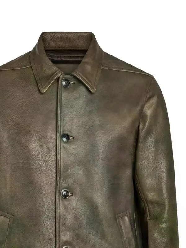 Rick Owens Button-up Leather Jacket - Black