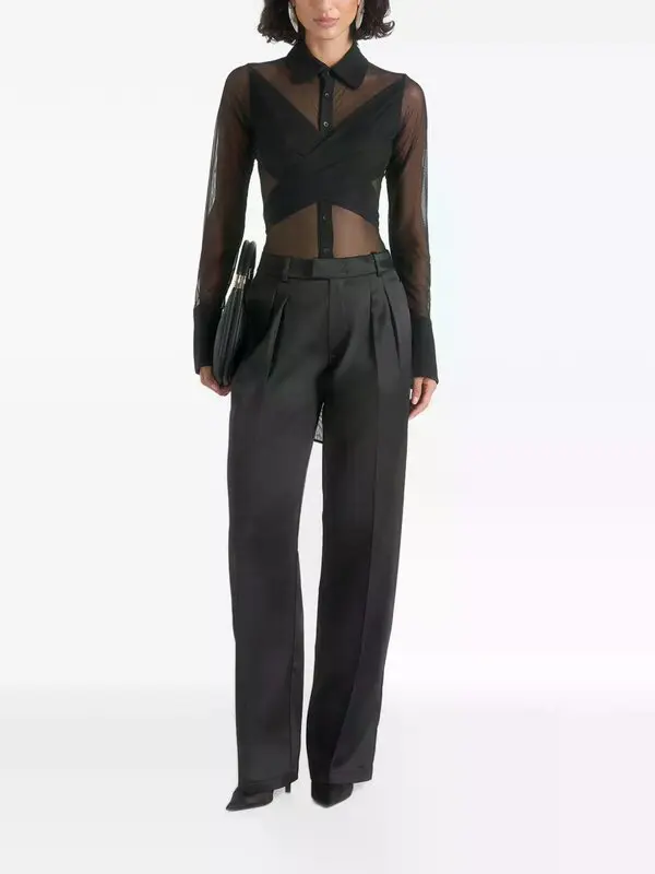 Manière De Voir Sheer Crossover Shirt Bodysuit