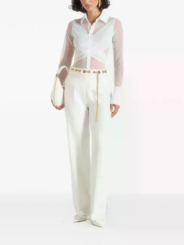 Manière De Voir Sheer Crossover Bodysuit - White