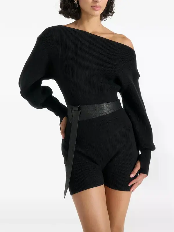 Manière De Voir Raya Off-shoulder Playsuit - Black