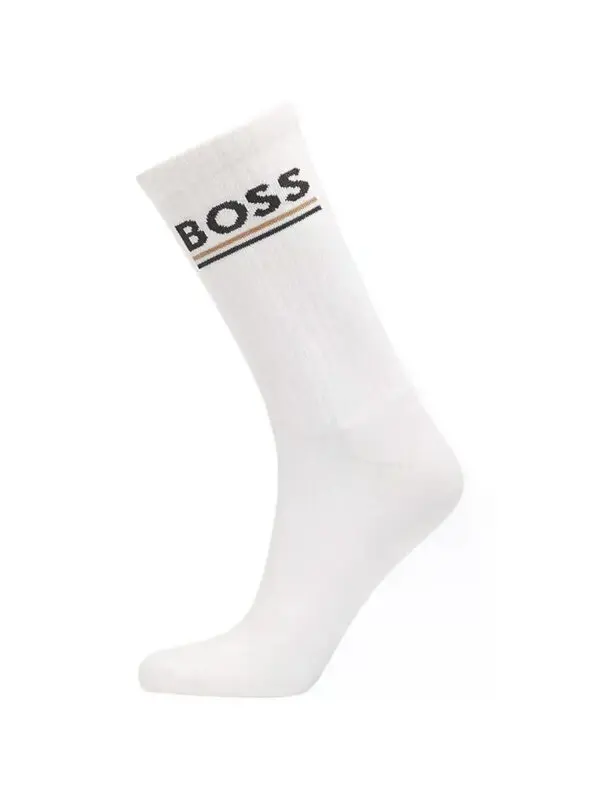 Hugo Logo-print Ribbed Crew Socks