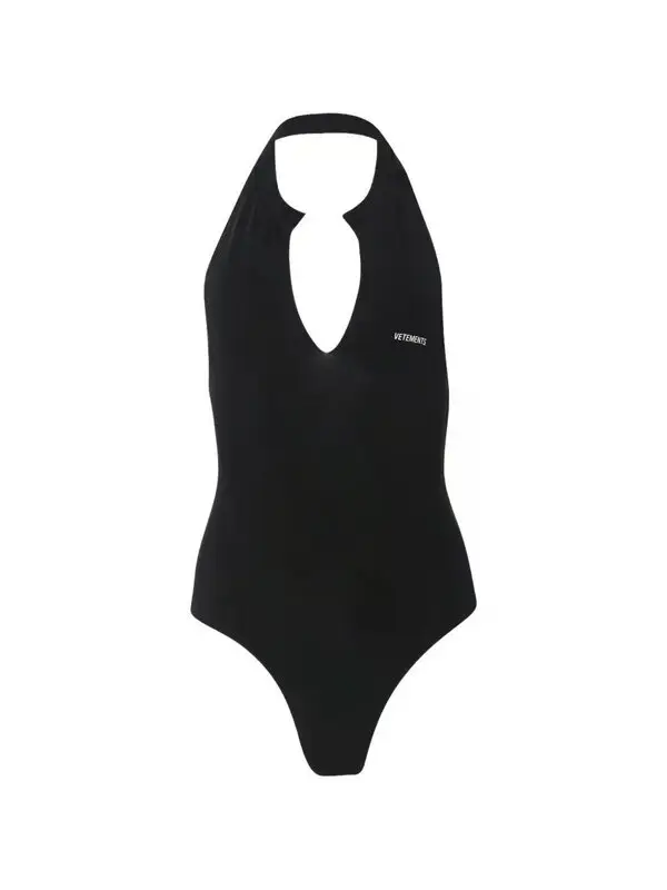 Vetements Halterneck Logo-print Bodysuit - Black