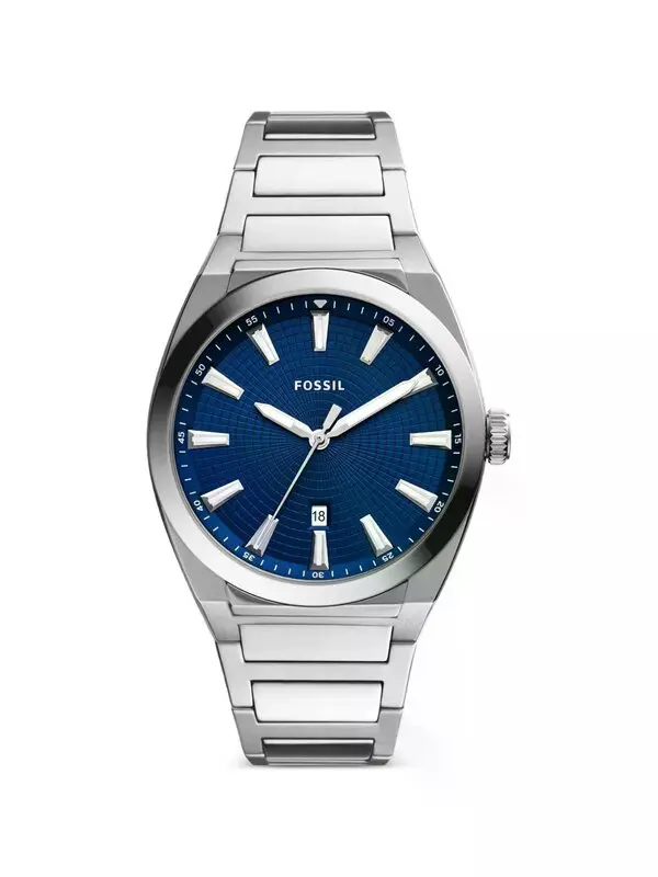 Fossil Everett 42mm Watch With Dial And Link Bracelet - Blue