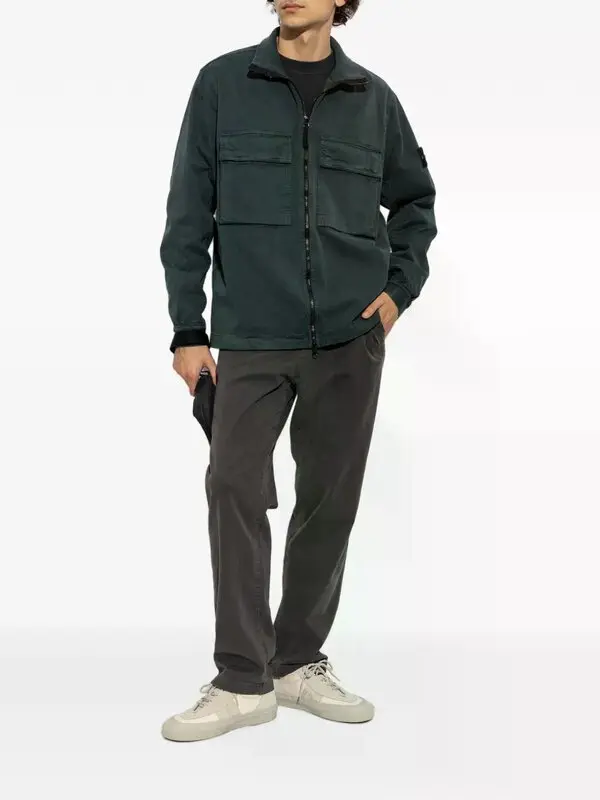 Stone Island 1200024 Stretch Organic Broken Twill Cotton Old Effect Overshirt - Green