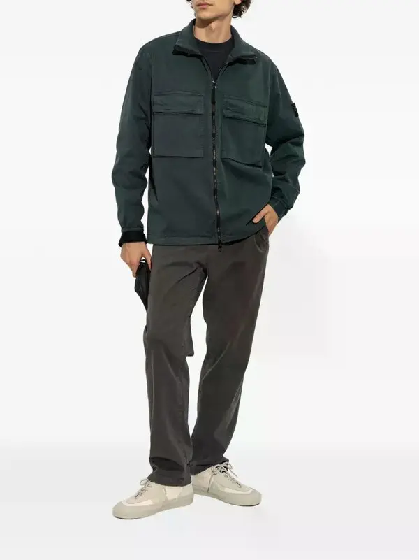 Stone Island 1200024 Stretch Organic Broken Twill Cotton Old Effect Overshirt - Green