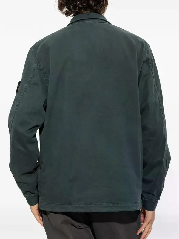 Stone Island 1200024 Stretch Organic Broken Twill Cotton Old Effect Overshirt - Green