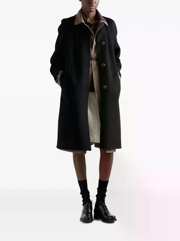 Prada Single-breasted Double Cashmere And Wool Coat - Black