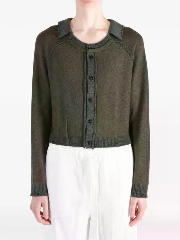 Y’s Layered-detail Raglan-sleeve Cardigan