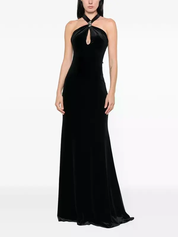 NISSA Halterneck Maxi Dress - Black