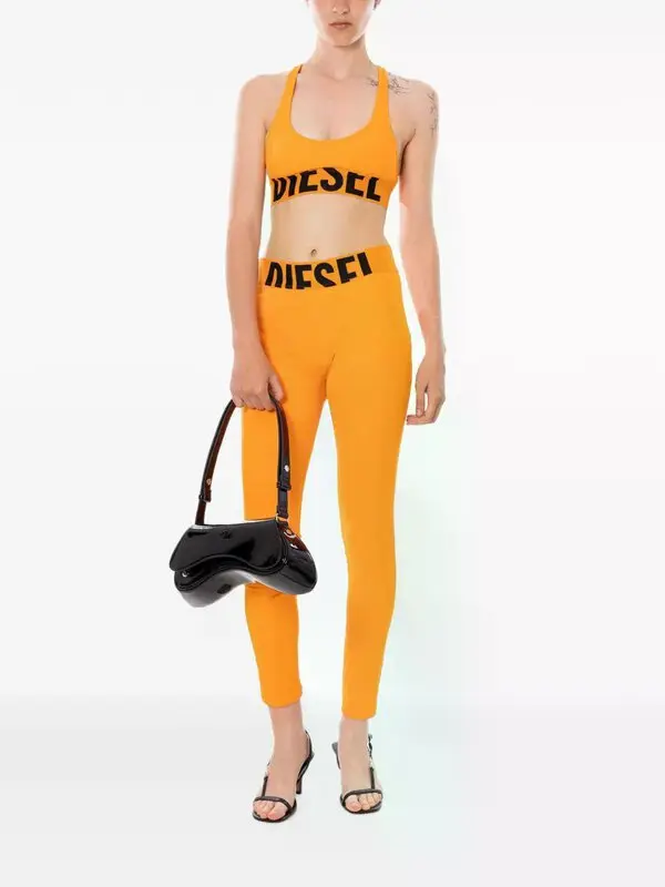 DIESEL® Microfibre Leggings With Cut-off Logo