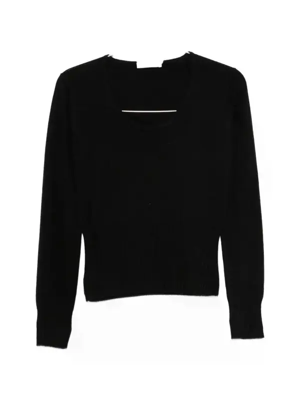 Max Mara Ribbed-knit Scoop-neck Sweater - Black
