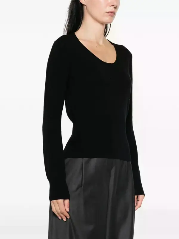 Max Mara Ribbed-knit Scoop-neck Sweater - Black