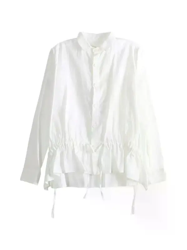 Y’s Drawstring Peplum-hem Shirt - White