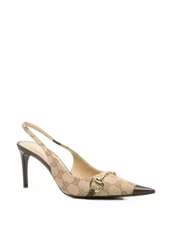 Gucci Donna Horsebit Gg Supreme Slingback Pumps