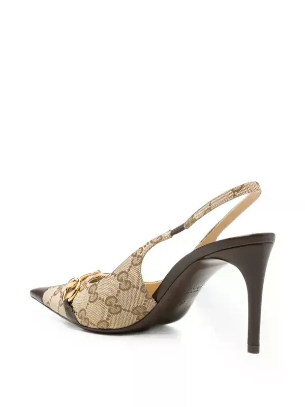 Gucci Donna Horsebit Gg Supreme Slingback Pumps