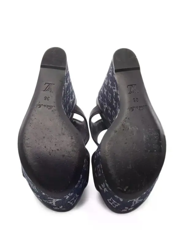 LOUIS VUITTON 2017 Monogram Wedge Sandals - Blue