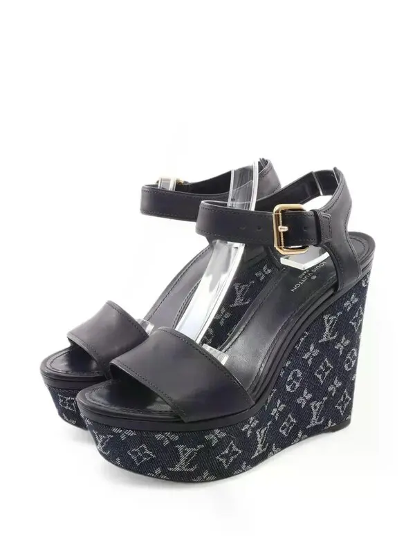 LOUIS VUITTON 2017 Monogram Wedge Sandals