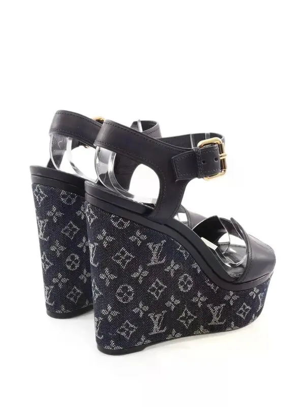 LOUIS VUITTON 2017 Monogram Wedge Sandals