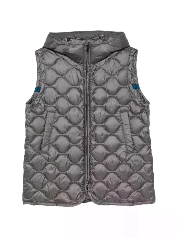LUISA CERANO Quilted Hooded Gilet - Grey
