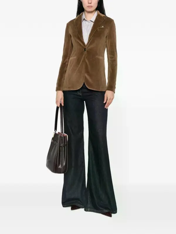 CIRCOLO 1901 Velvet-effect Single-breasted Blazer - Brown