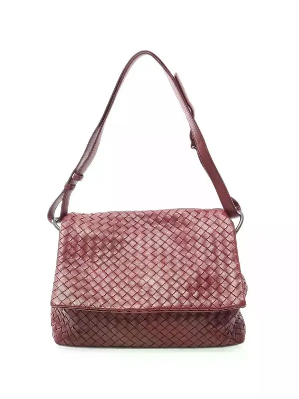 Bottega Veneta 2000s Intrecciato Shoulder Bag - Red