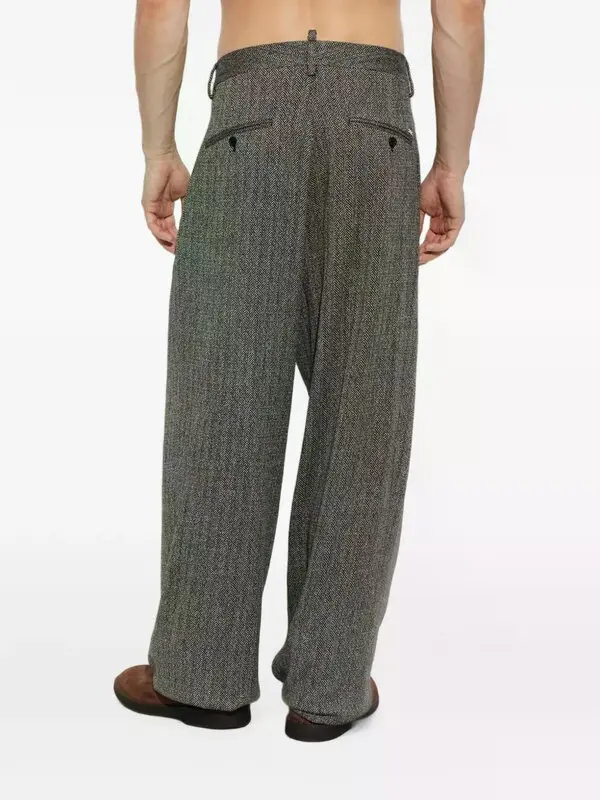 Dsquared2 Herringbone Pattern Pleated Wide Leg Trousers