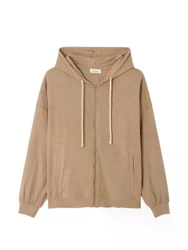 American Vintage Zip-up Hoodie With Drawstring Hood - Brown