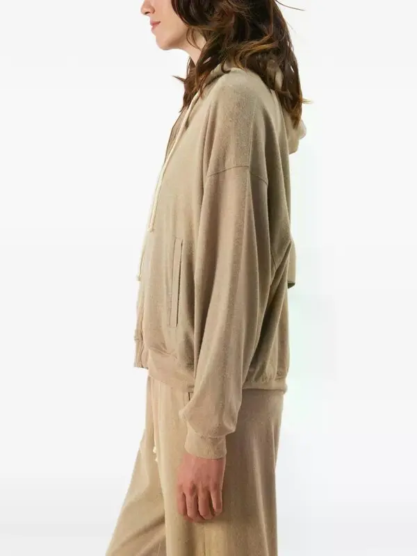 American Vintage Zip-up Hoodie With Drawstring Hood - Brown