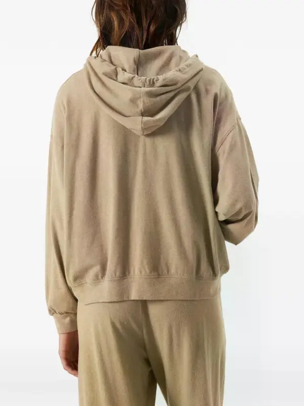 American Vintage Zip-up Hoodie With Drawstring Hood - Brown