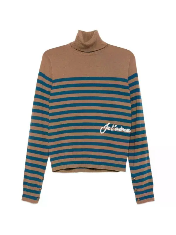 Liu Jo Striped Roll-neck Sweater - Brown