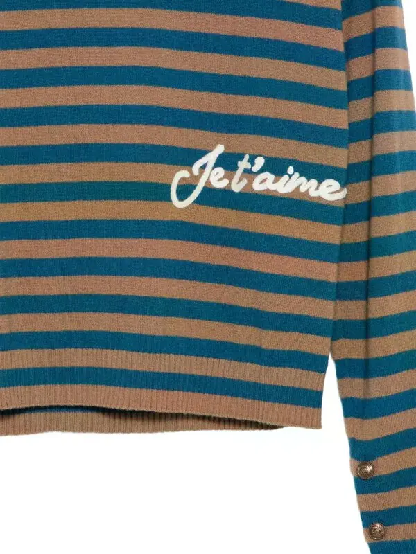 Liu Jo Striped Roll-neck Sweater With Embroidered Motif
