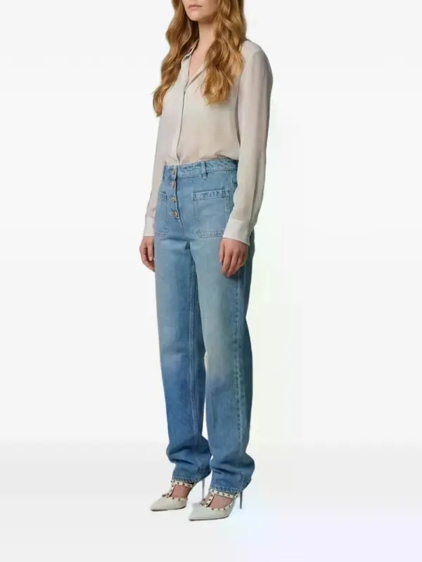 Valentino Garavani Button-embellished Straight Leg Jeans