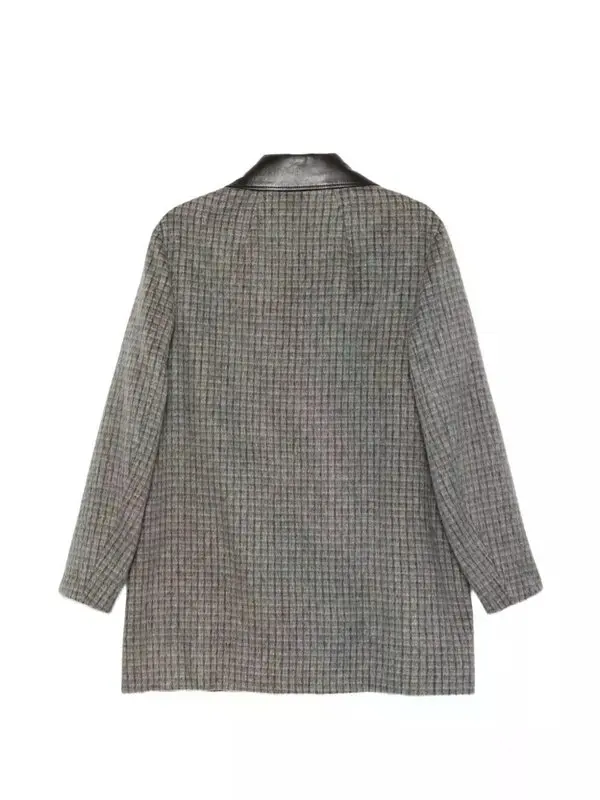LUISA CERANO Check-pattern Leather-collar Coat