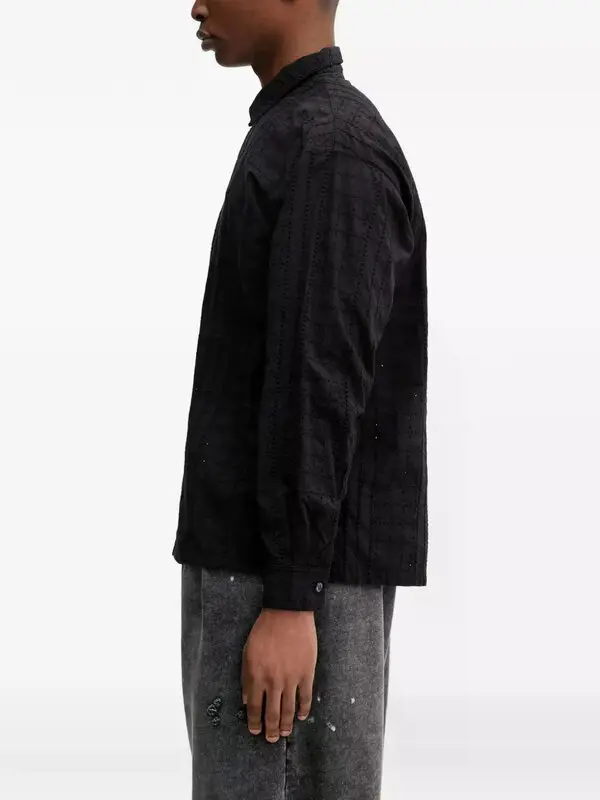 BEAMS Broderie-anglaise Long-sleeve Shirt - Black