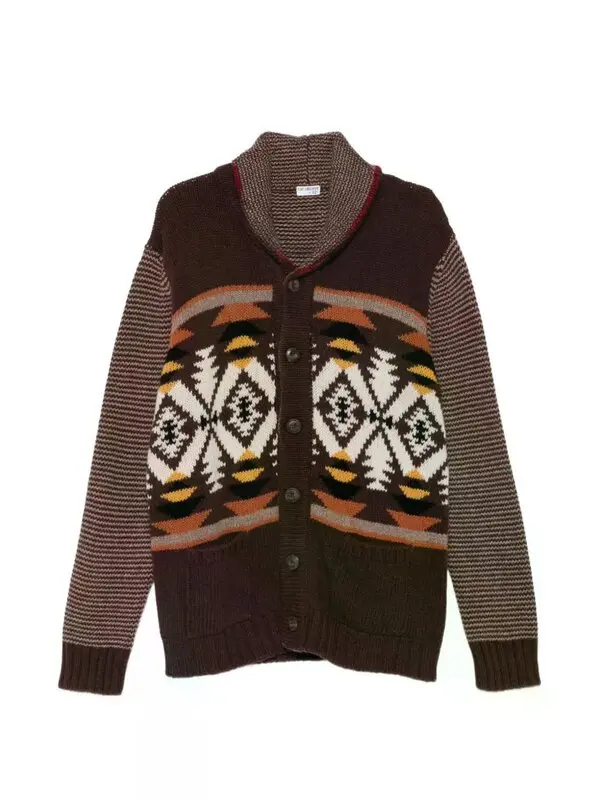 FAY Geometric Pattern Shawl Collar Cardigan