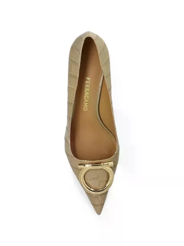 FERRAGAMO Gancini Croc-effect Pumps