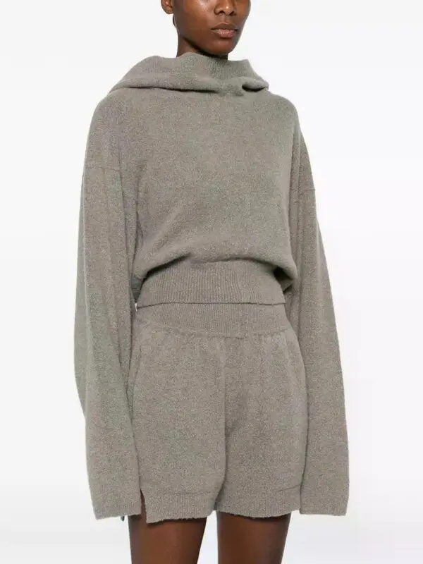 Rick Owens Ribbed Knit Cropped Hoodie